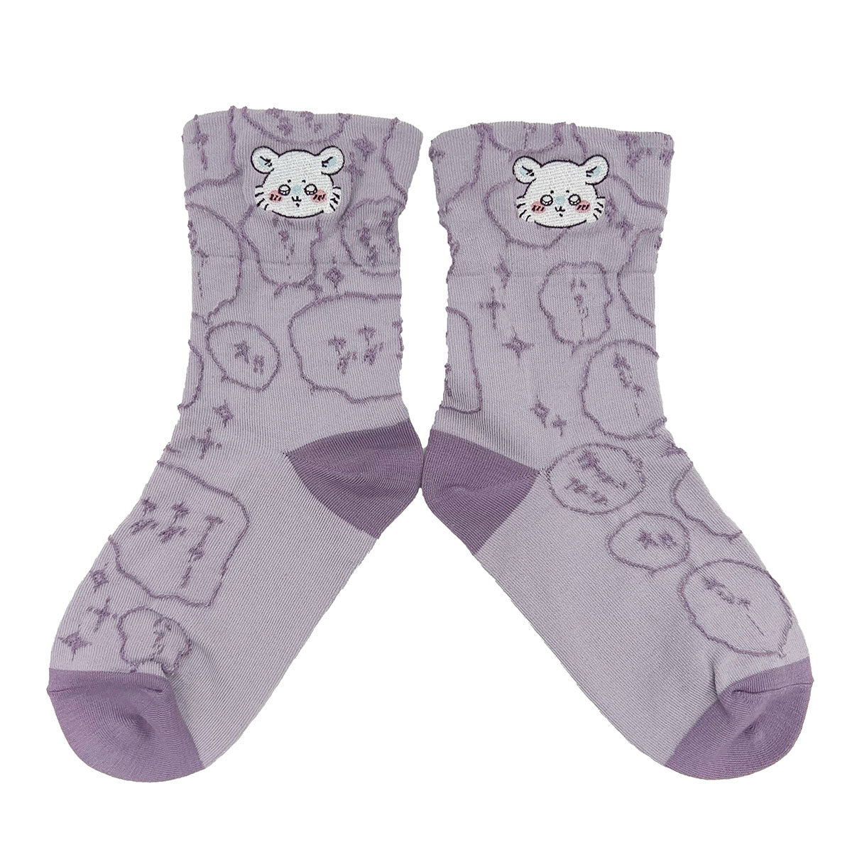 Chiikawa Float Embroidery Crew Socks (Momonga Purple) for Ladies | ちいかわ ...